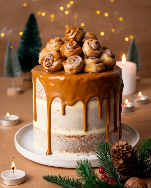 Biscoff cinnamon roll drip cake - Ems Foodie Fix
