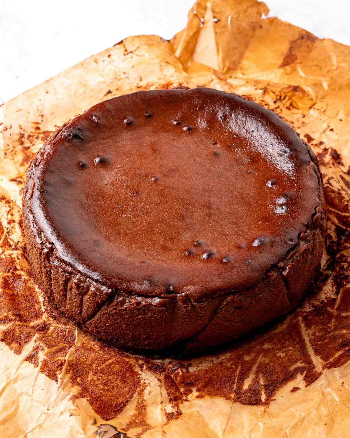 Chocolate Brownie Basque Cheesecake - Ems Foodie Fix