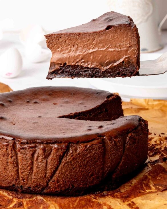 Chocolate Brownie Basque Cheesecake - Ems Foodie Fix