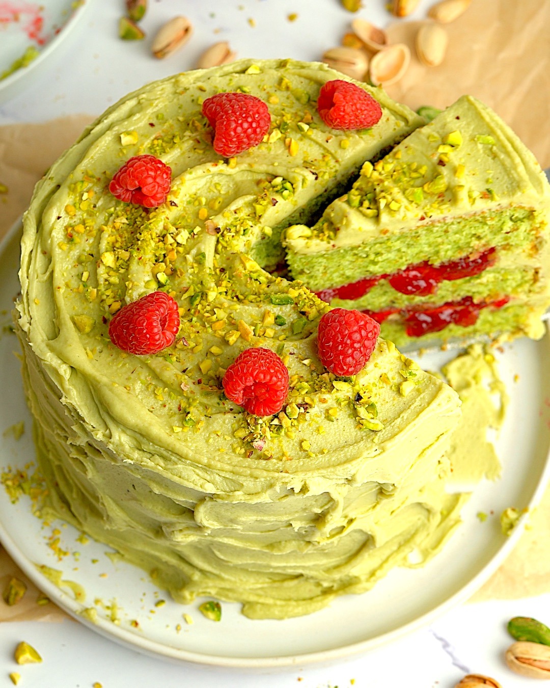 Pistachio Raspberry Cake (with Pistachio Ganache and Raspberry Jam ...